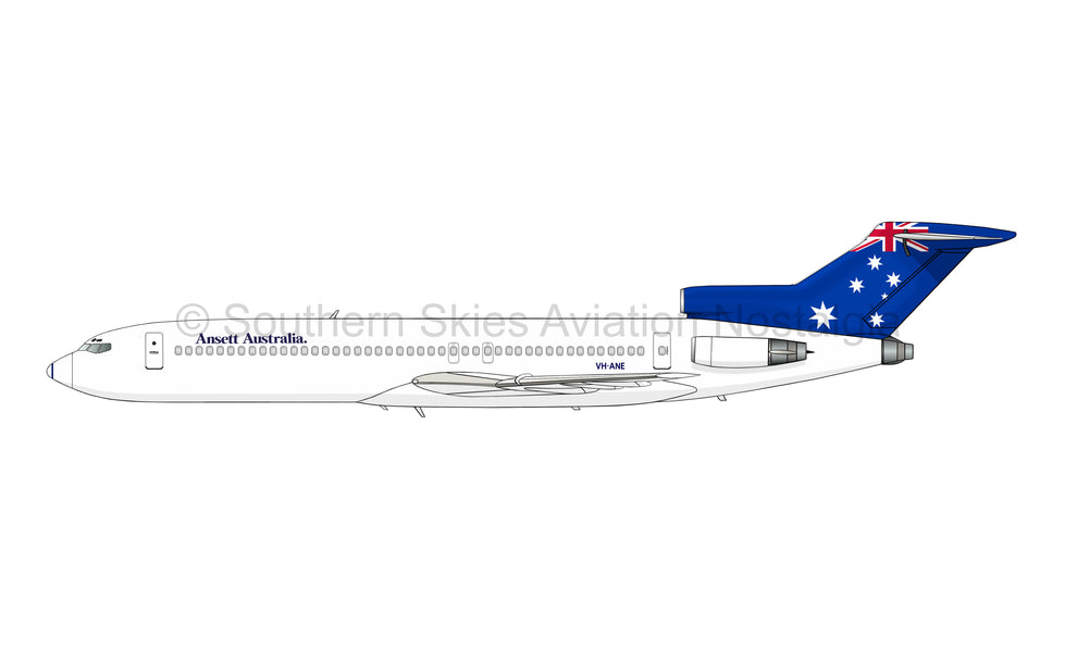 Ansett Australia 727 VH-ANE - Flag Livery (Side Profile) – Southern ...