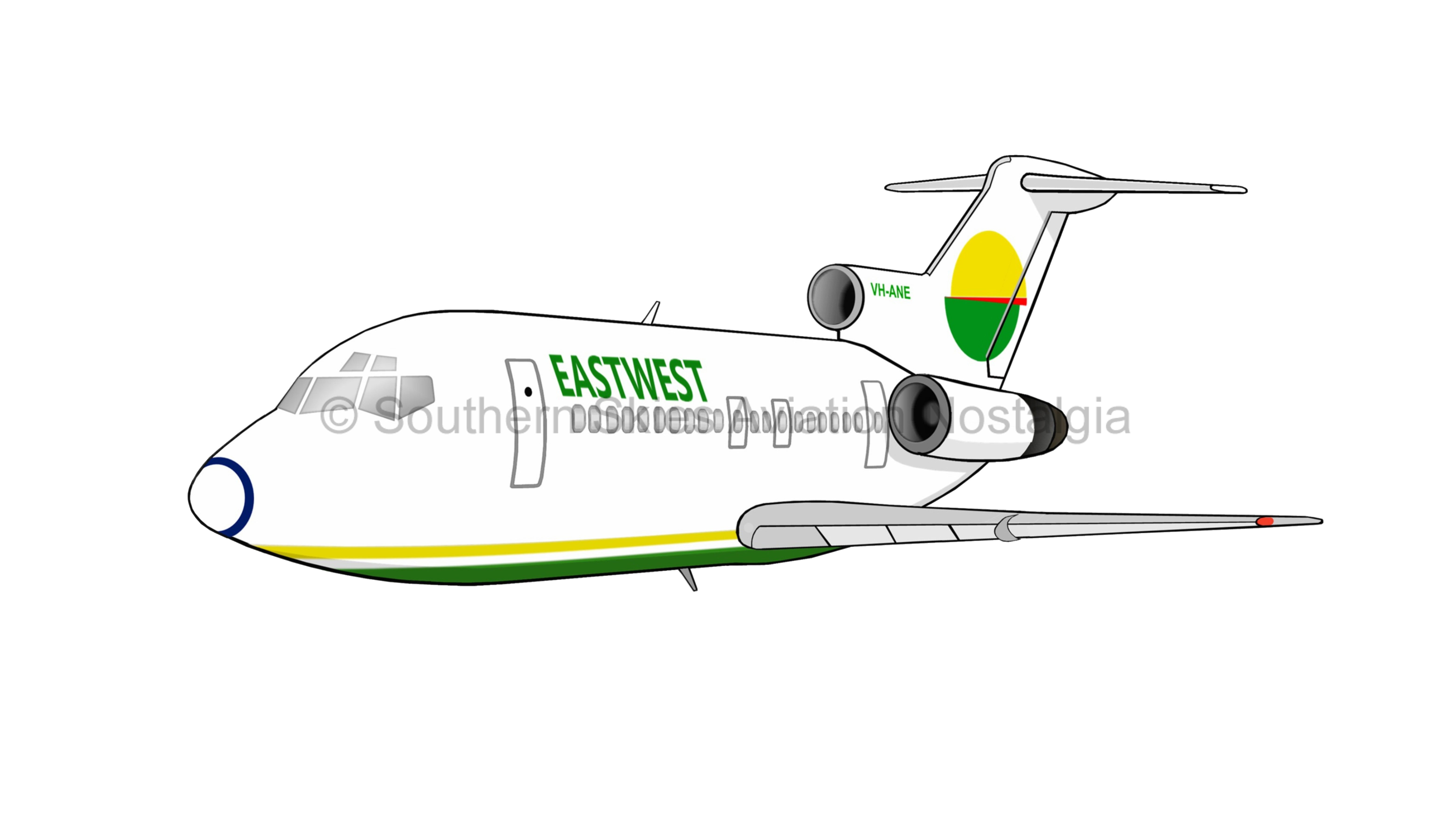 EastWest Airlines 727 VH-ANE - Final Livery (Caricature) – Southern ...