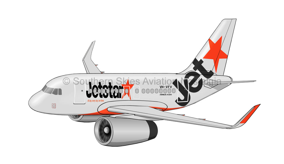 Jetstar A320 VH-VFV - Silver Livery (Caricature) – Southern Skies ...