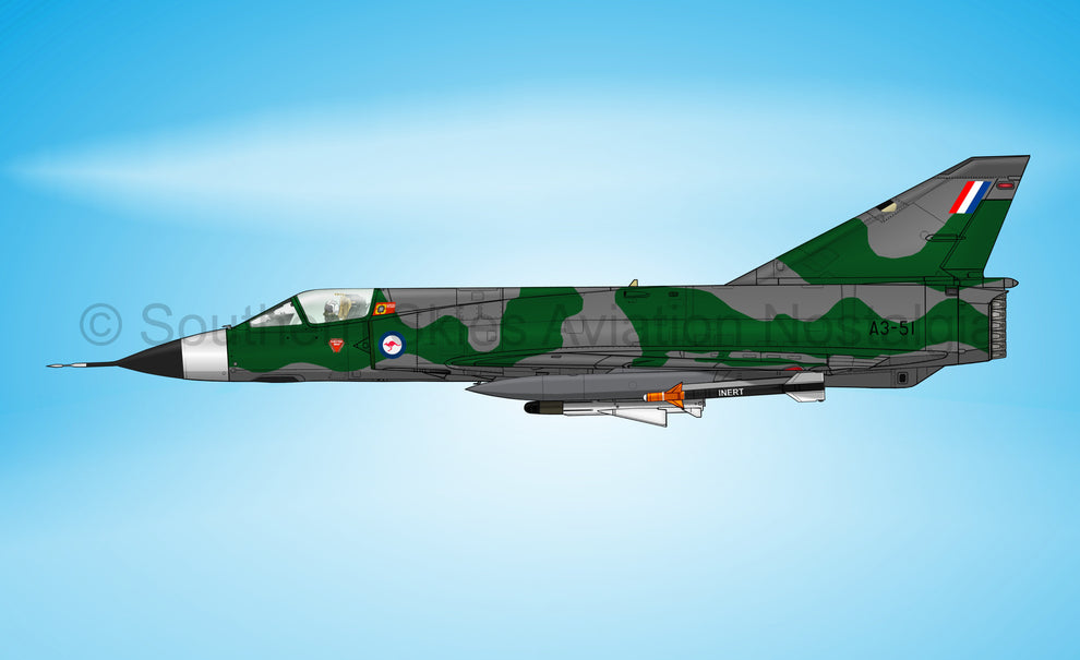 RAAF 2OCU Mirage IIIO (F/A) A3-51 20cm side profile sticker. – Southern ...
