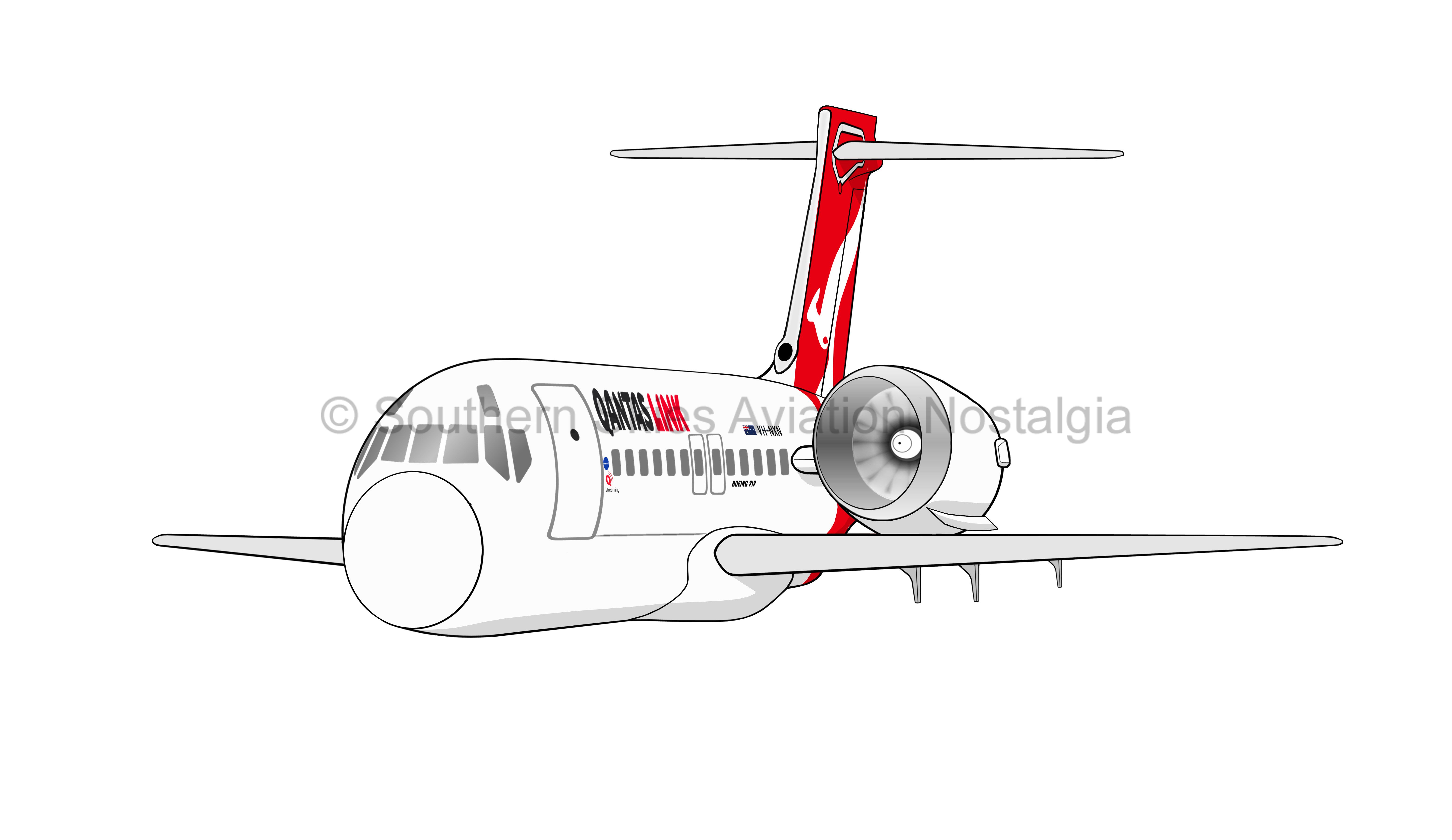 Qantas Boeing 717 VH-NXN (Caricature or Side Profile) – Southern Skies ...