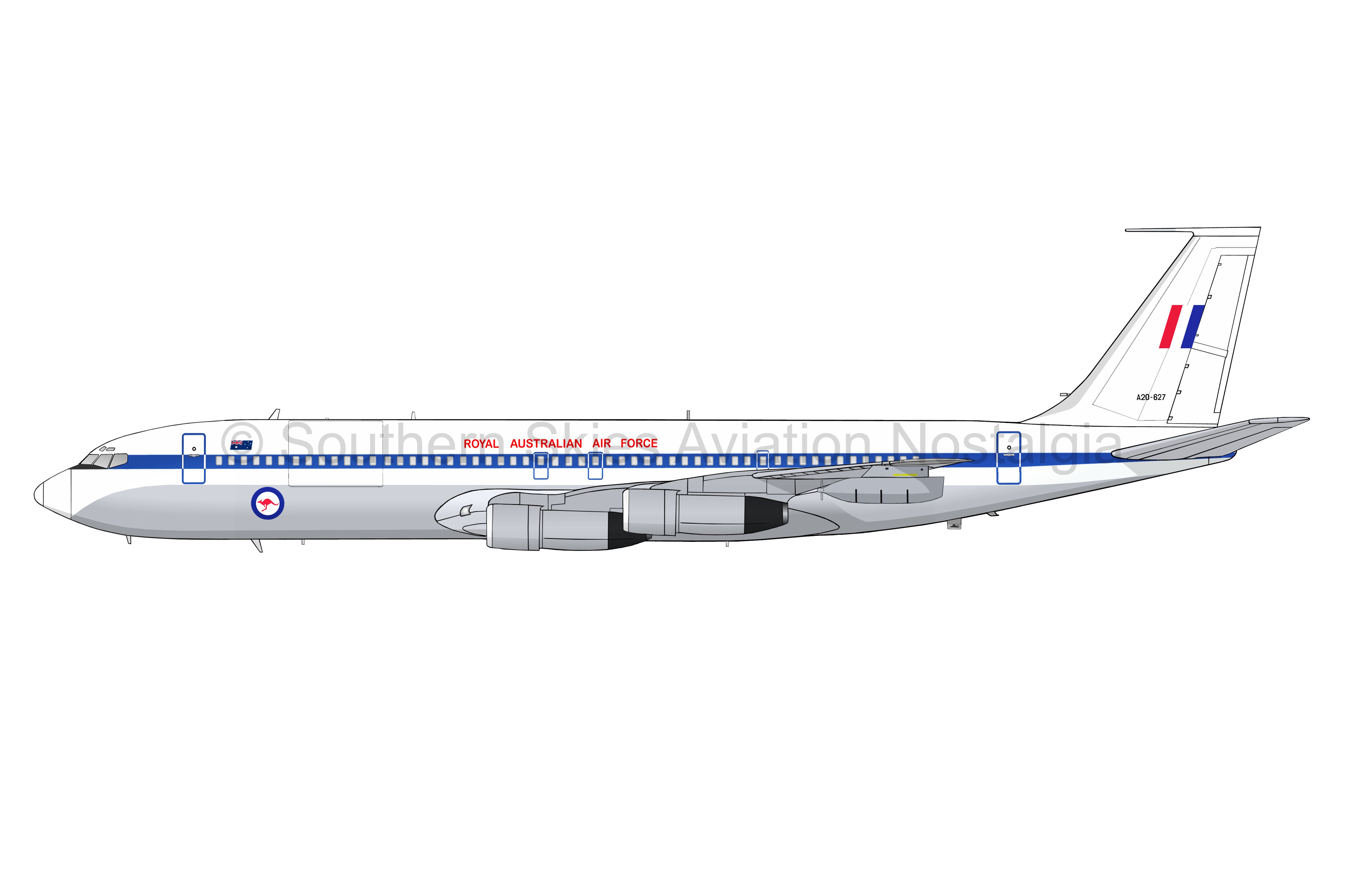 RAAF Boeing 707-338C Tanker A20-627 20cm side profile sticker ...