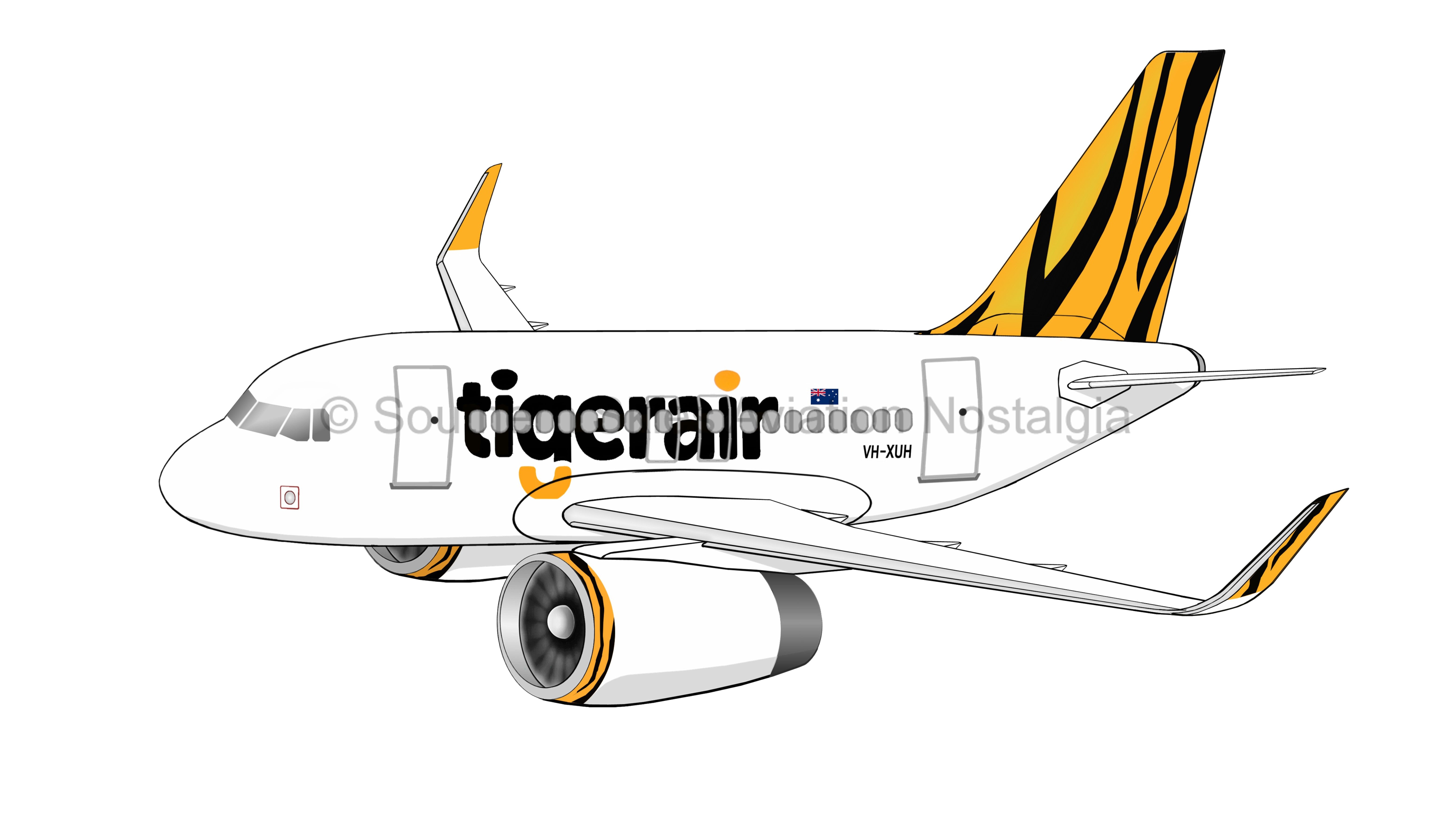 Tiger Airways Airbus A320 VH-XUH (Caricature or Side Profile ...